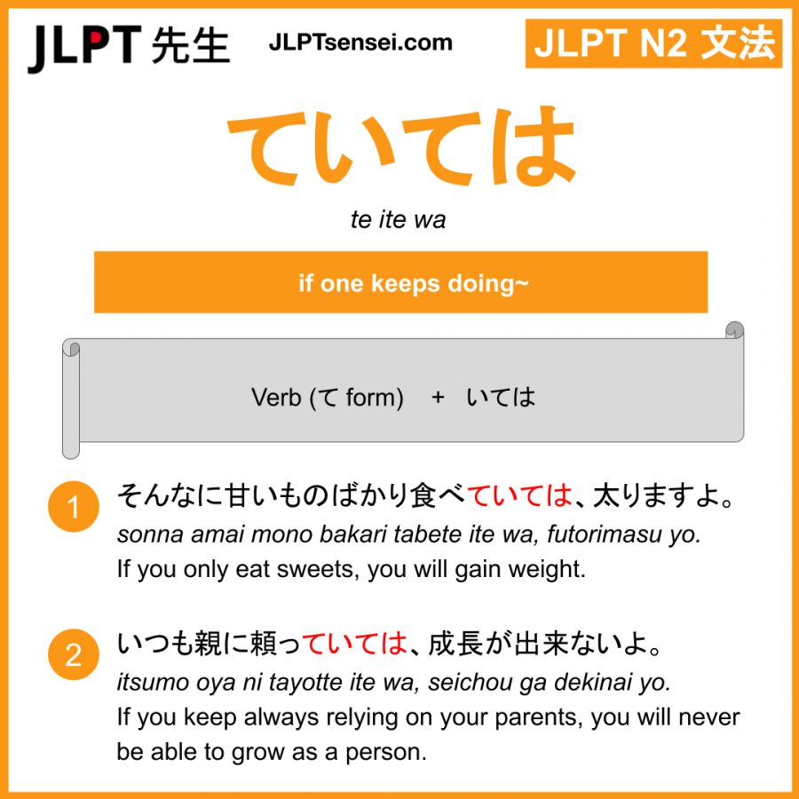 Gramática JLPT N2: ていては (te ite wa) Significado – guiadejapones.com